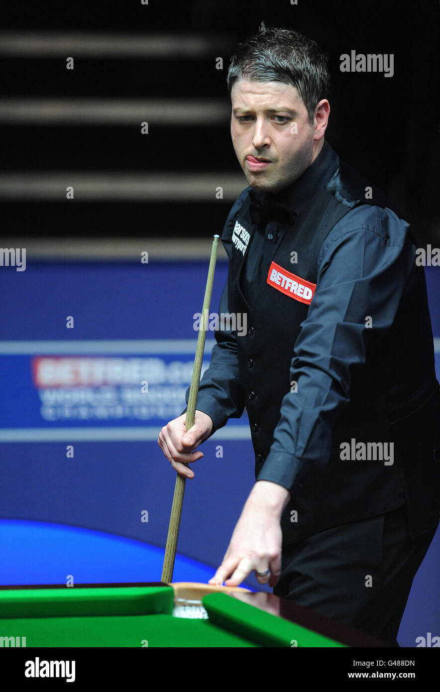 Wales' Matthew Stevens studies the table during the Betfred.com World ...