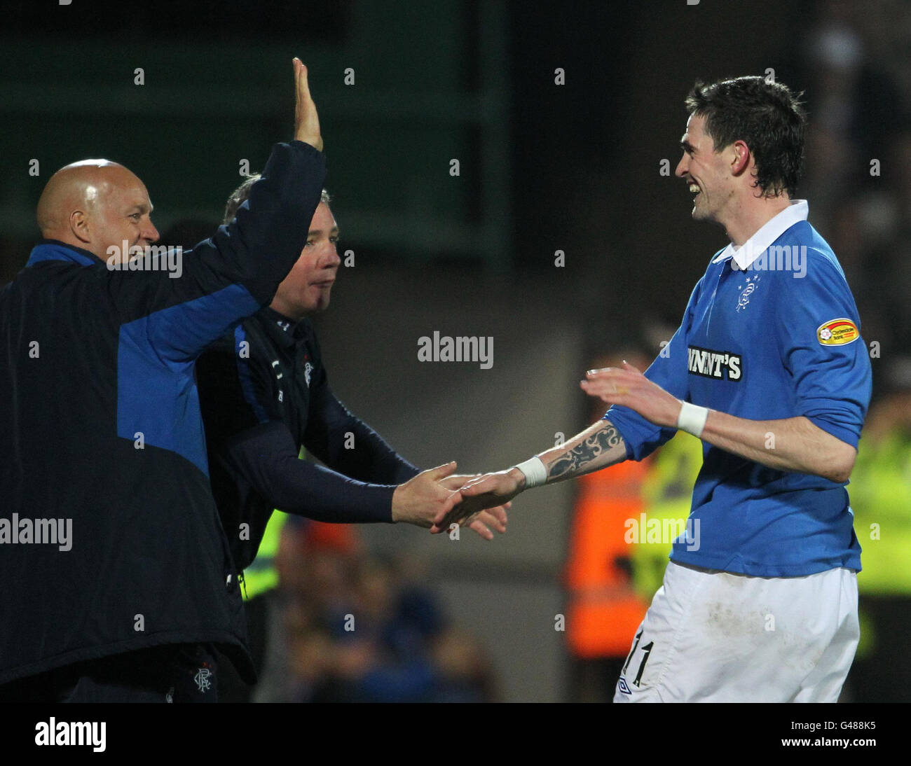 Rangers kyle lafferty celebrates scoring hi-res stock photography and ...