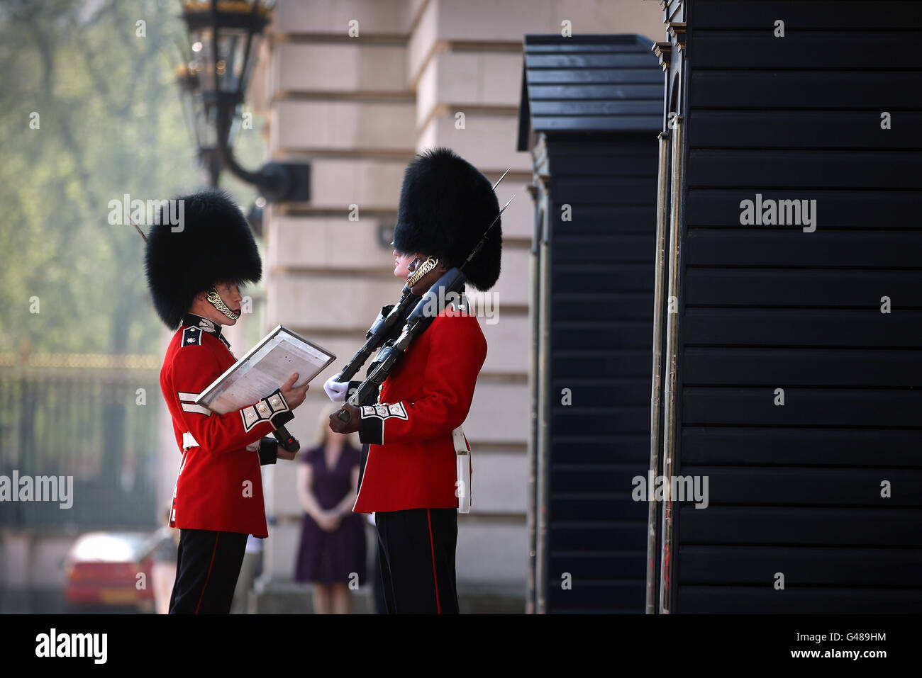 A member of the Scots Guards has his duties read to him during the ...