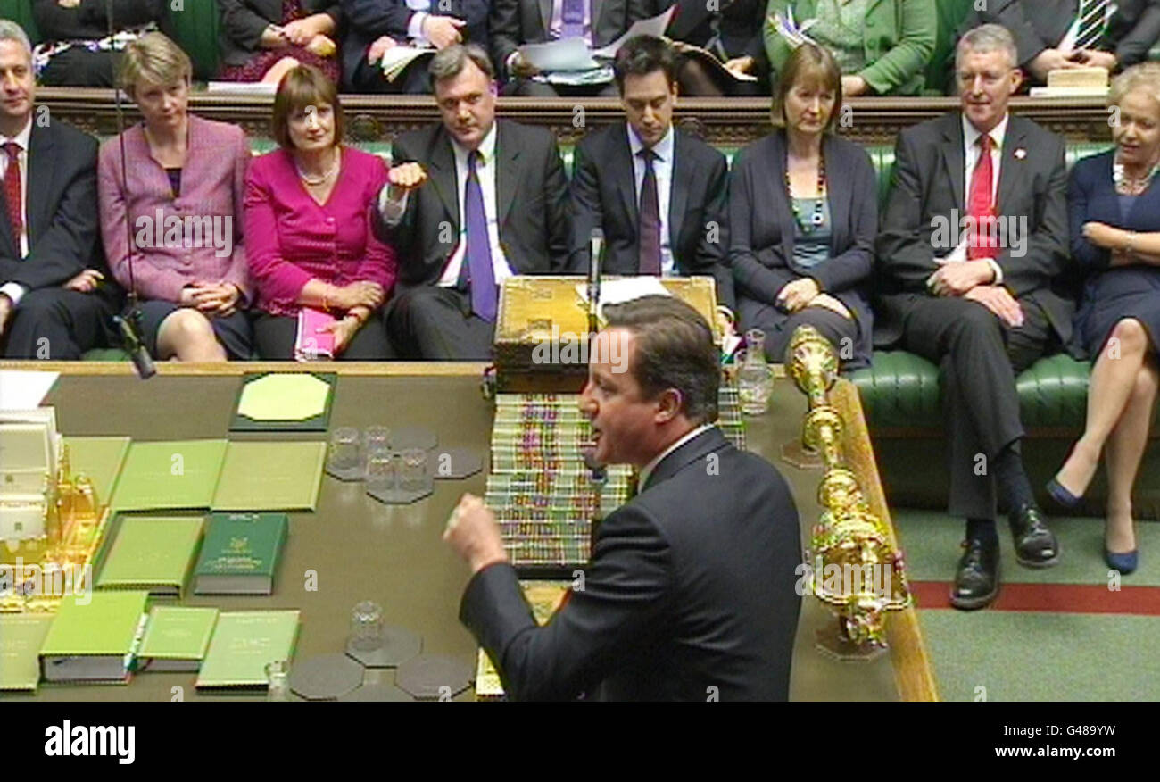 Prime Minister David Cameron speaks during Prime Minister's Questions ...
