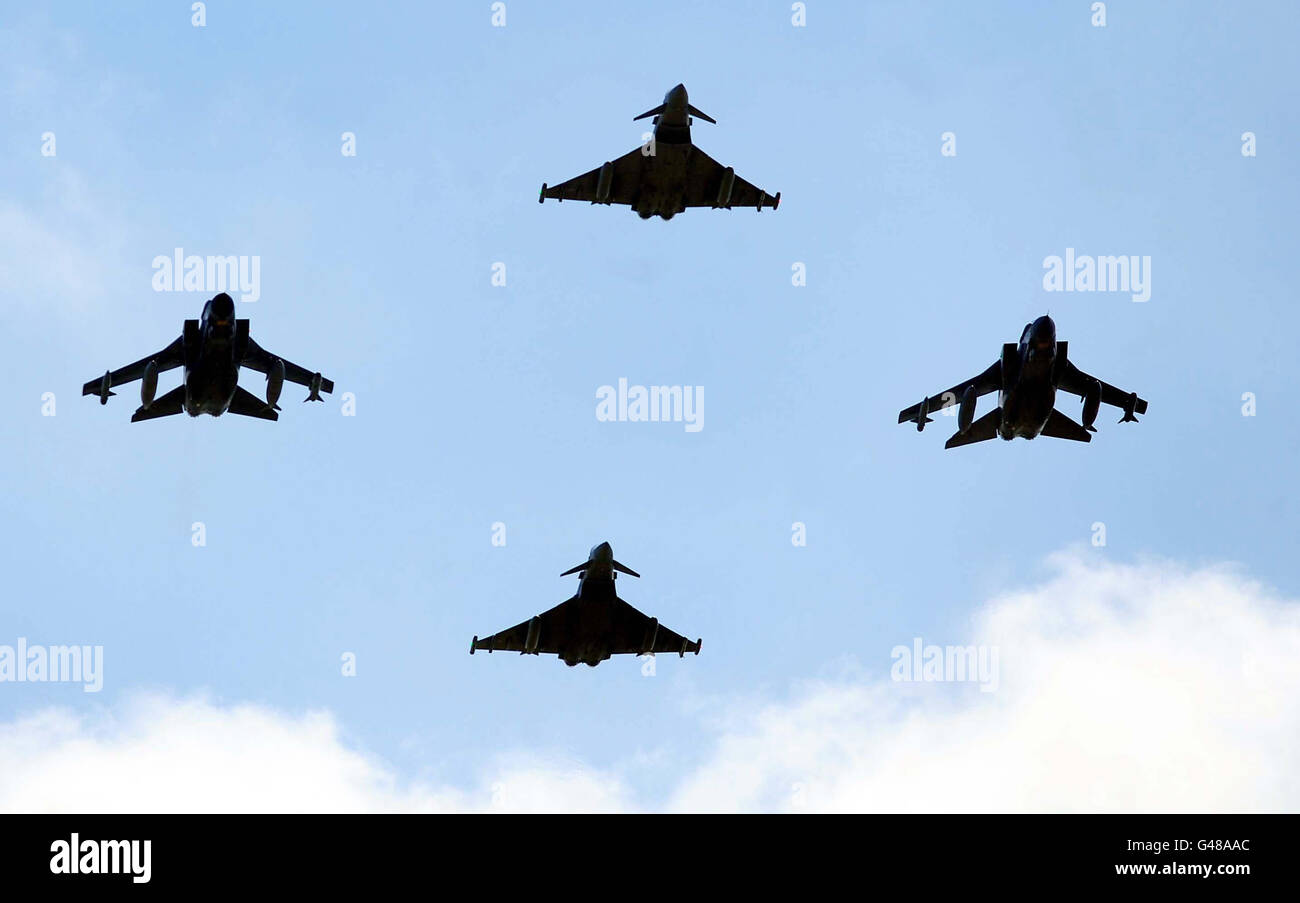 Two typhoon aircraft centre two tornado aircraft left right hi-res ...