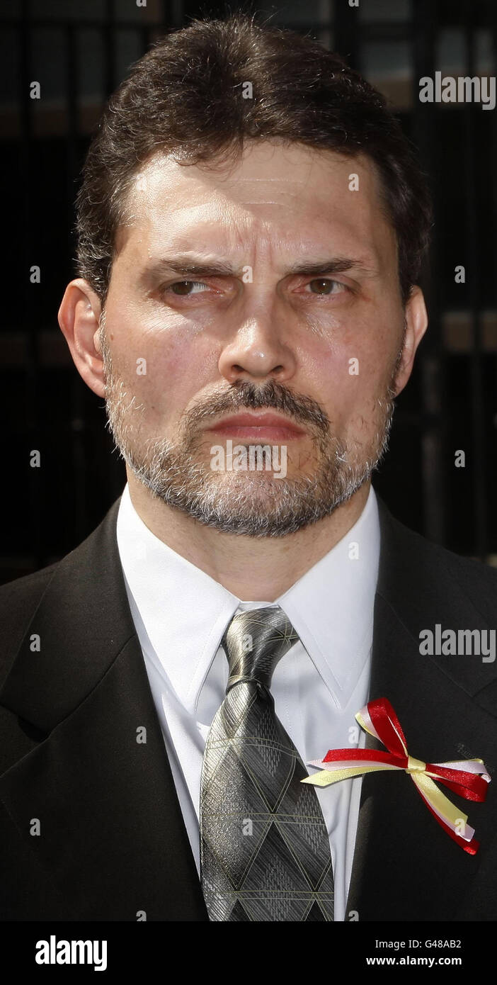 Pasquale Riggi, wearing a ribbon that contains the favourite colours of ...