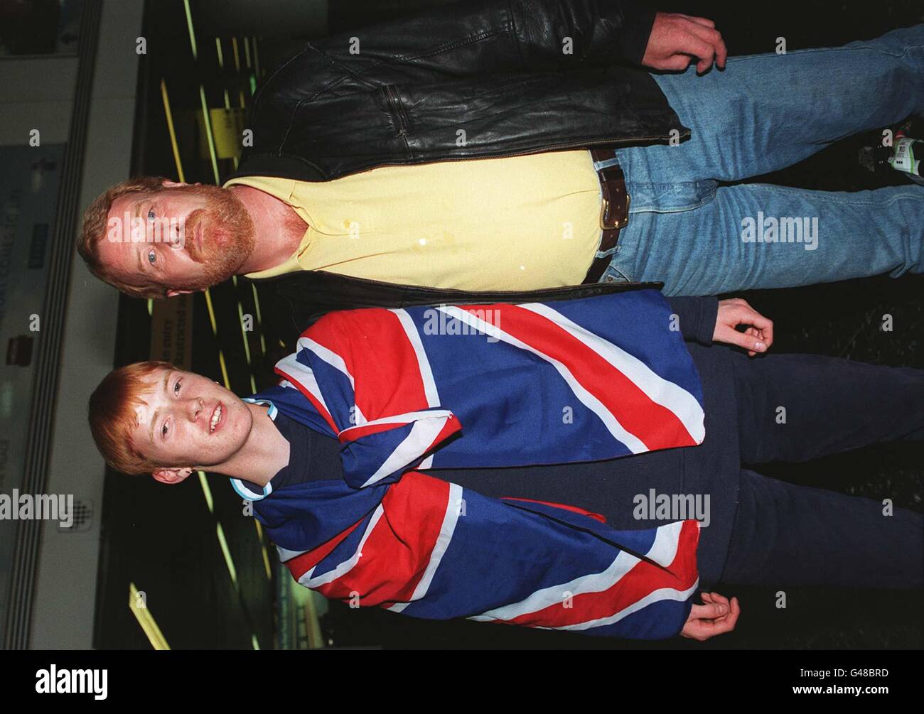 Jeffrey Keene and his son Gary arrive back at Gatwick Airport today ...