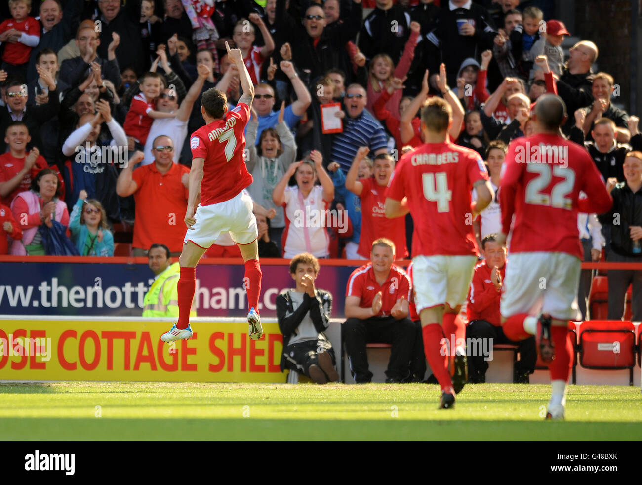 Nottingham Forest's Paul Anderson (left) celebrates scoring his side's ...