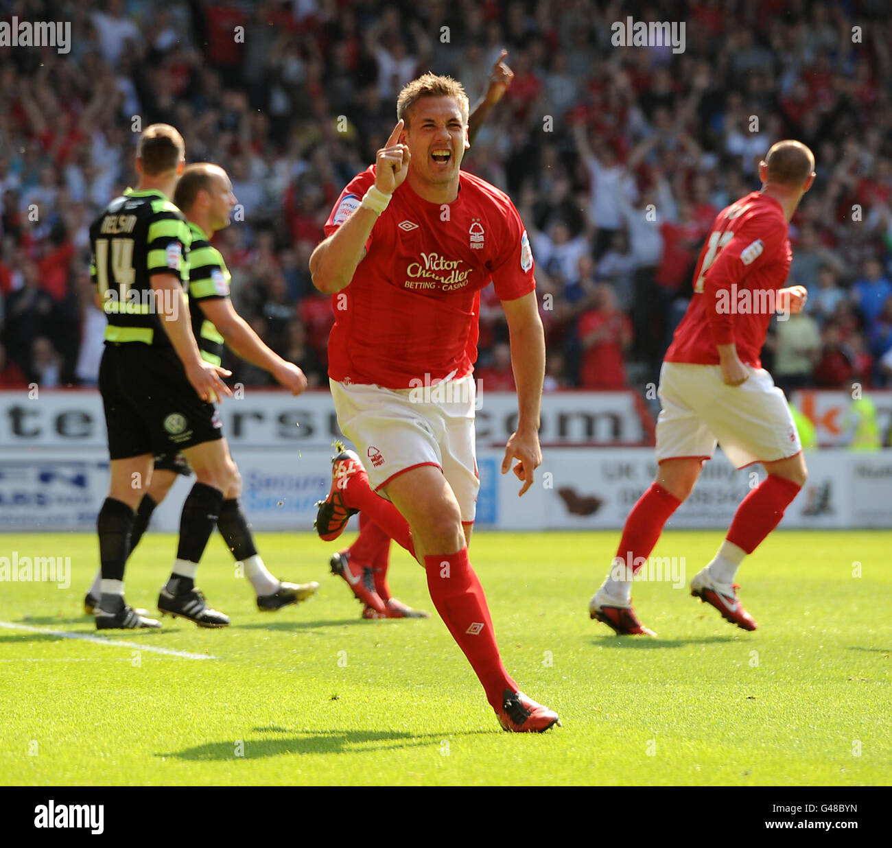 Nottingham Forest's Luke Chambers celebrates scoring his side's second ...