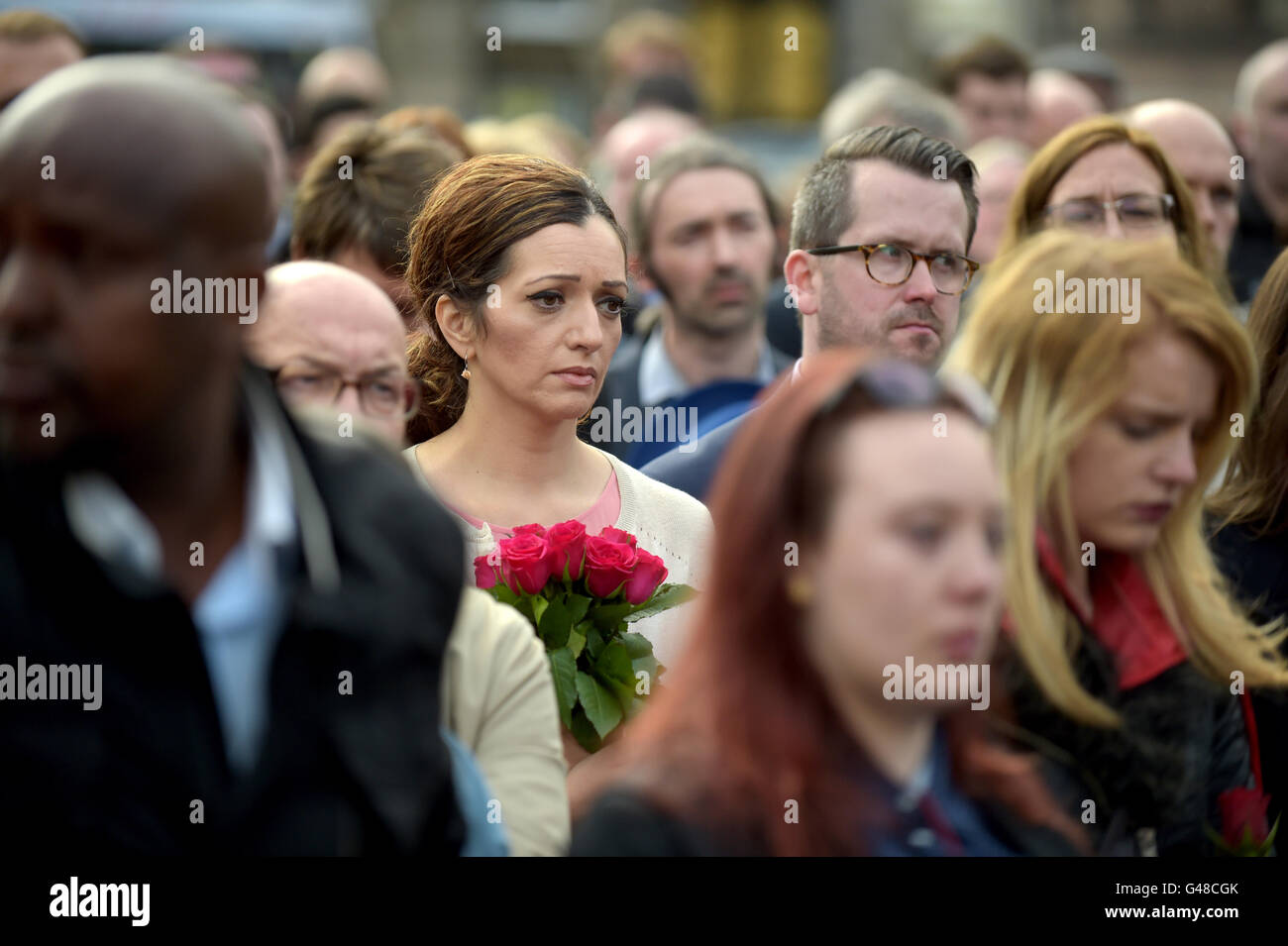 Tasmina Ahmed-Sheikh MP (centre) attends a vigil in George Square ...