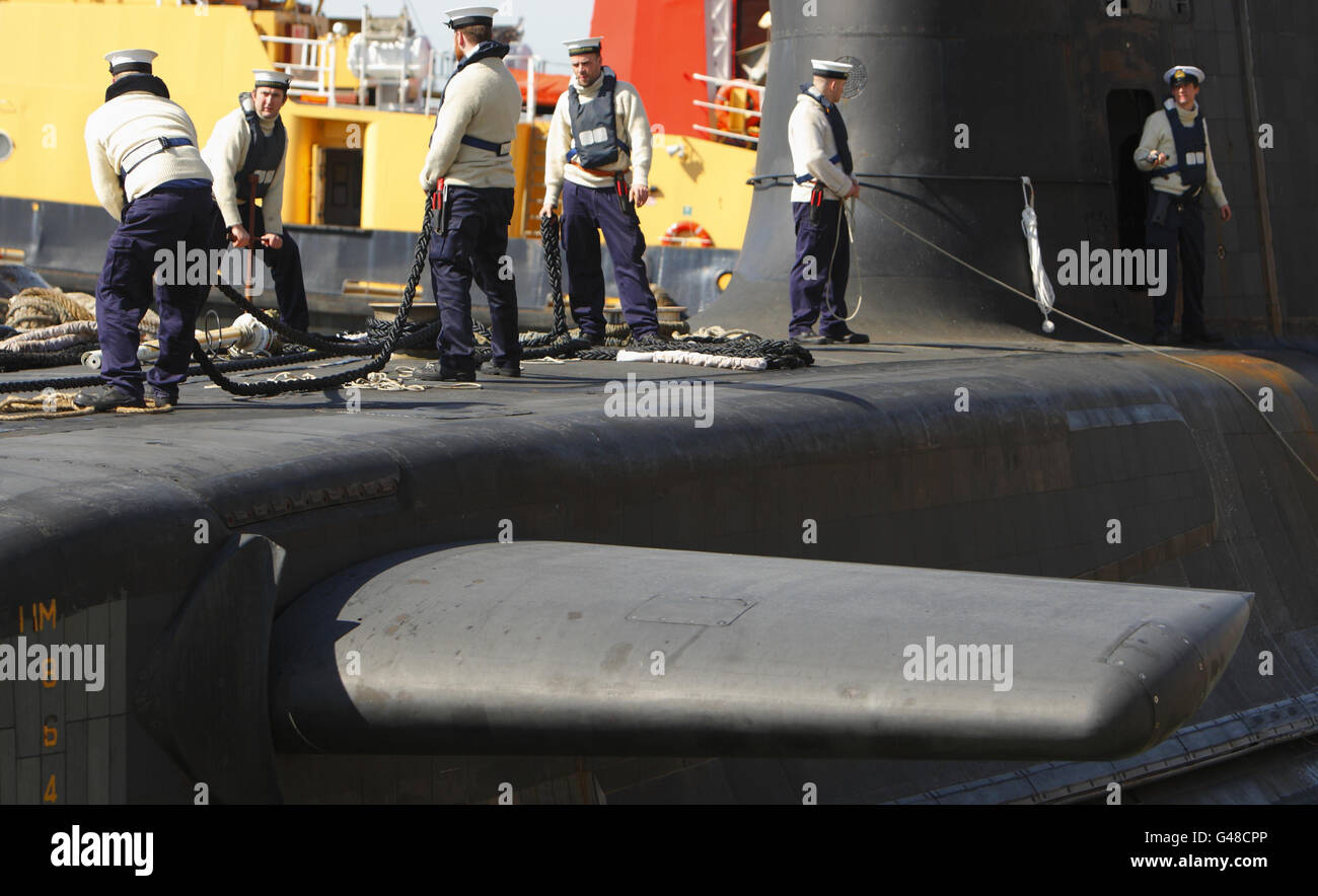 The Royal Navy's newest and most advanced submarine, HMS Astute, which ...
