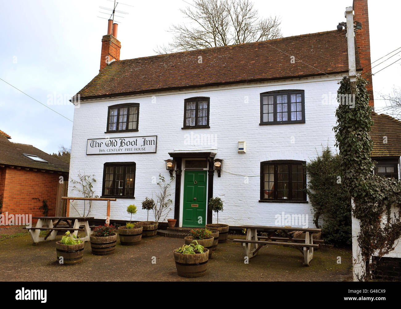 The exterior of the Old Boot Inn in the village of Stanford Dingley ...