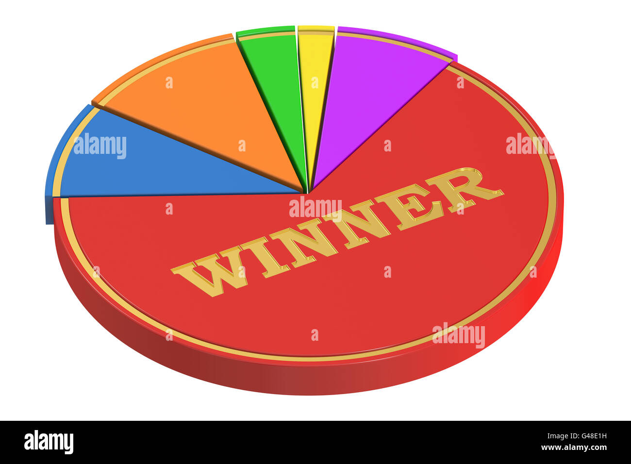 Winner concept with Pie Chart, 3D rendering isolated on white ...