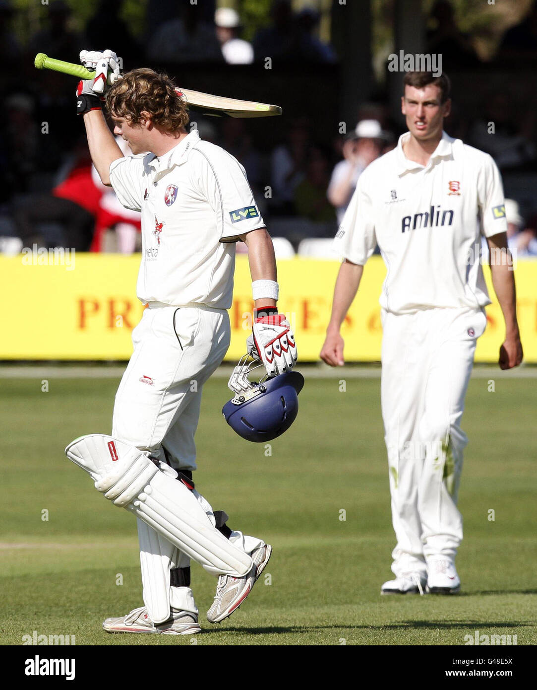 Kent's kent batsman Sam Northeast celebrates reaching his centaury ...