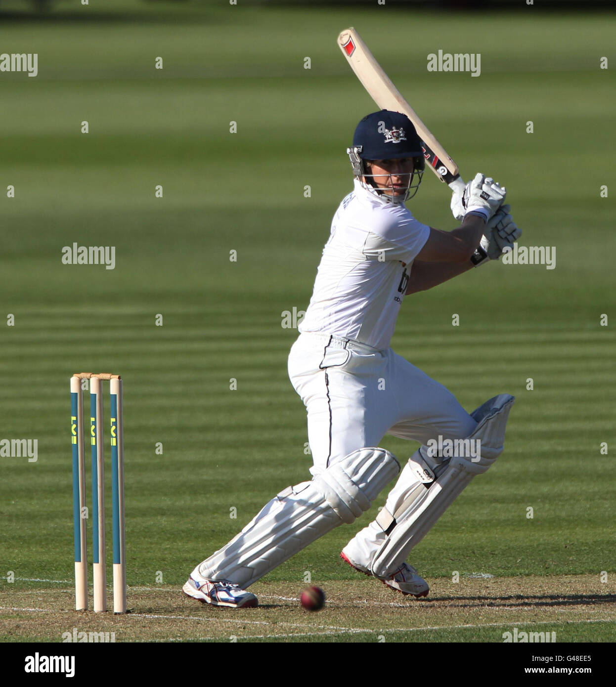 Gloucestershire batsman Jonathan Batty scores 4 runs during the ...