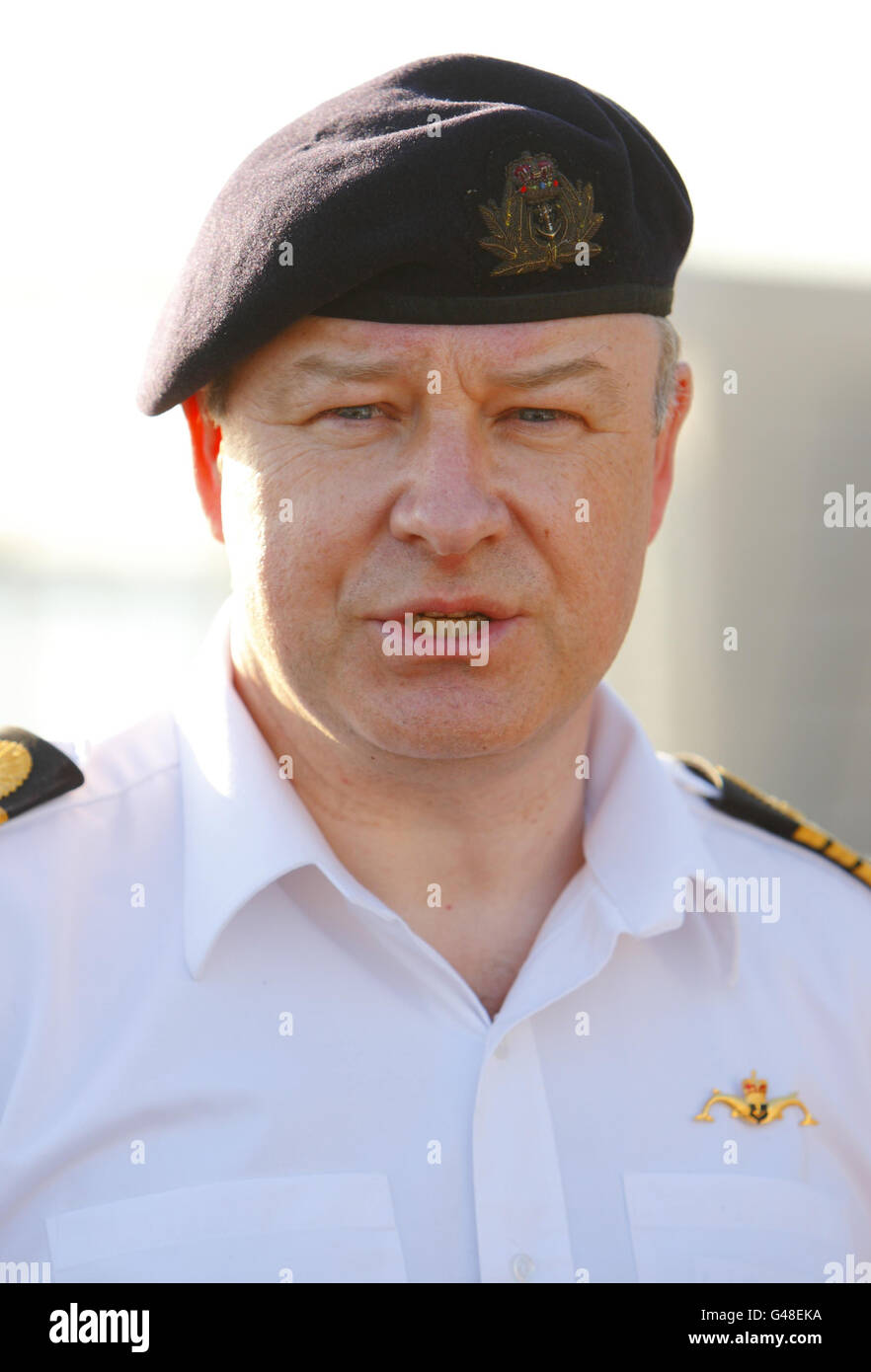 Captain Phil Buckley of the Faslane Flotilla makes a brief statement to ...