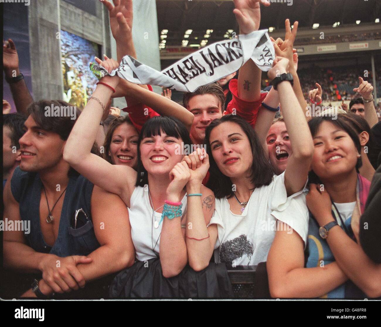 Michael jackson fans at wembley stadium hi-res stock photography and ...