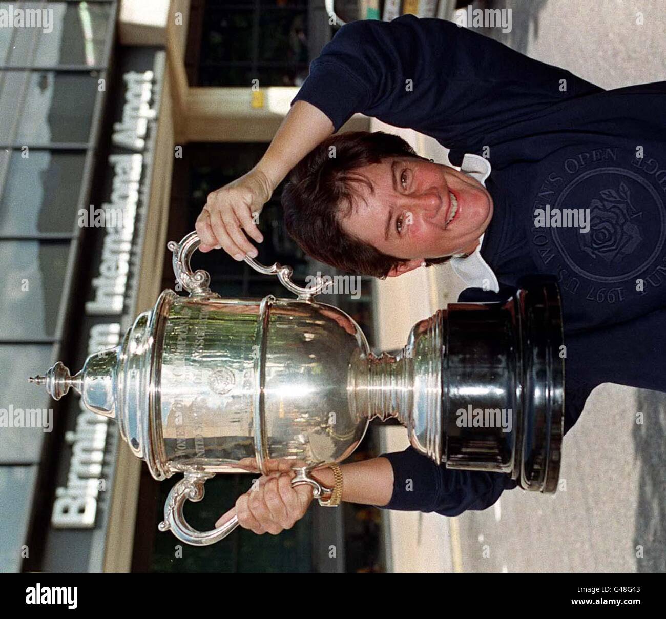 British golfer Alison Nicholas arrives at Birmingham International ...