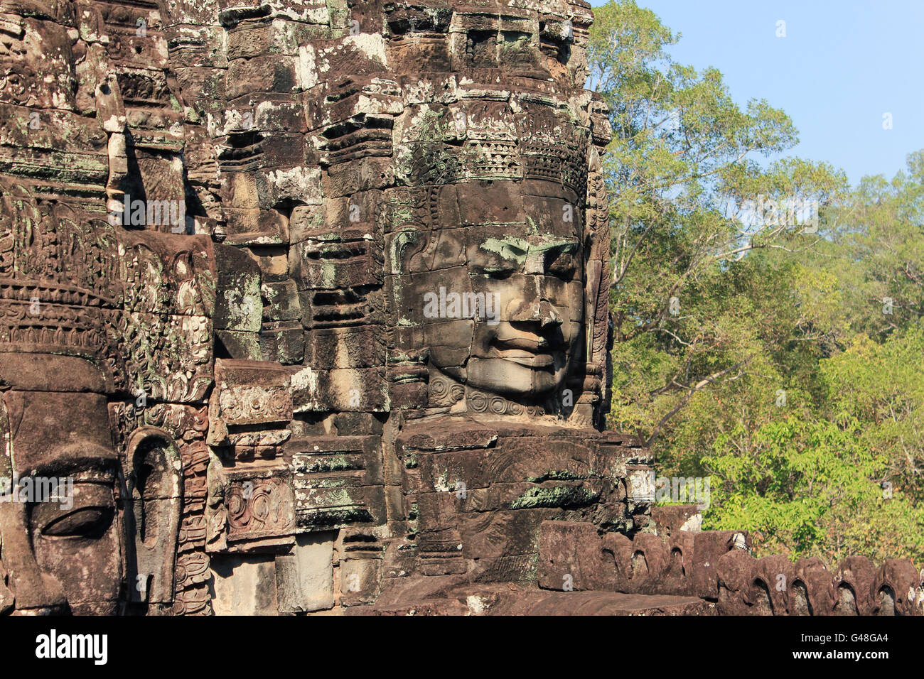 faces of Bayon temple - Angkor Wat Stock Photo - Alamy