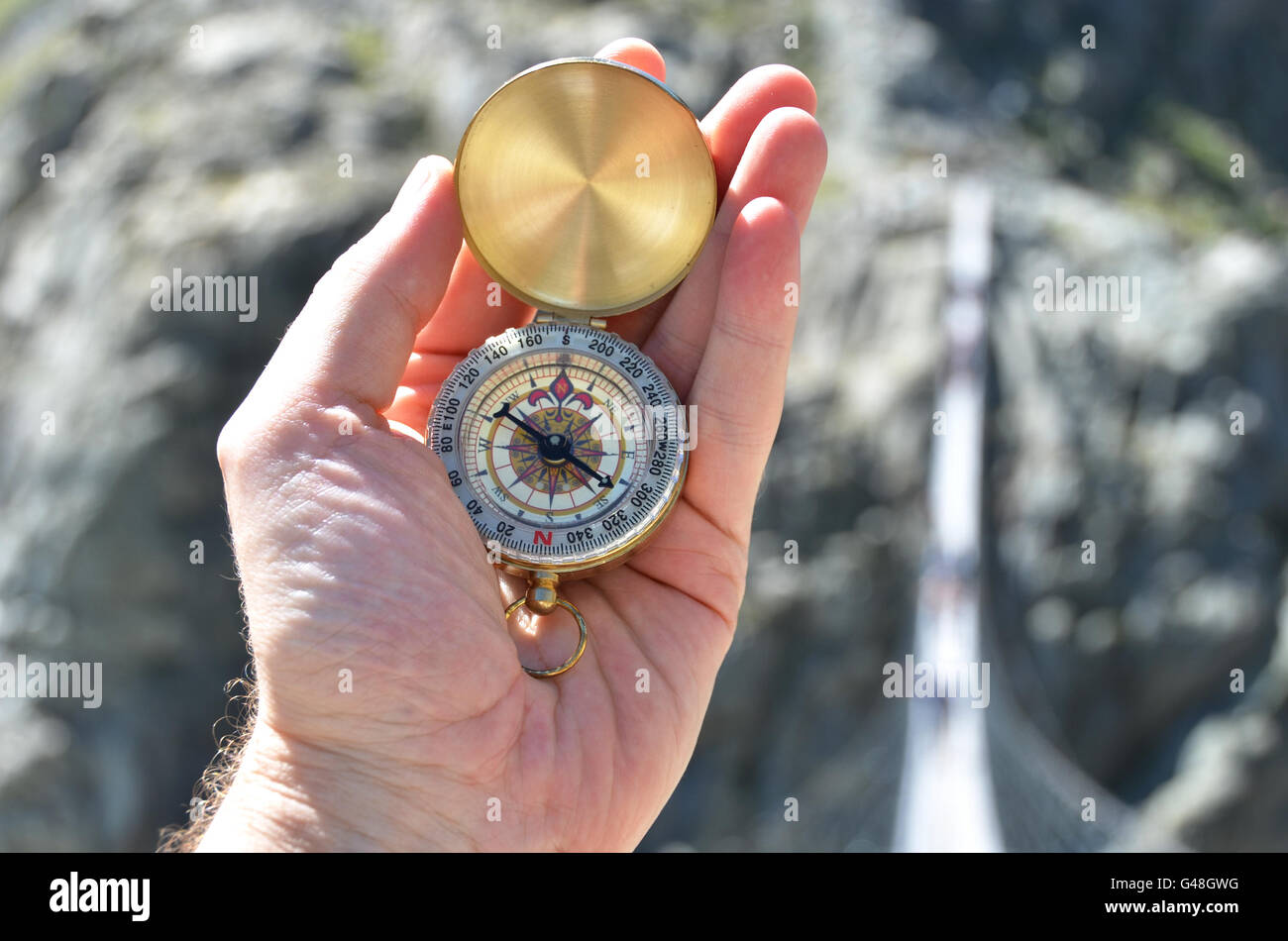 Compass in the hand Stock Photo - Alamy