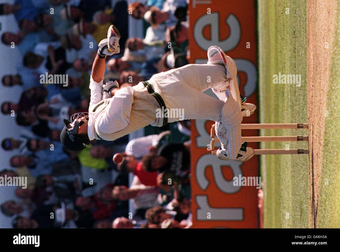 CRICKET Ponting hit Stock Photo - Alamy
