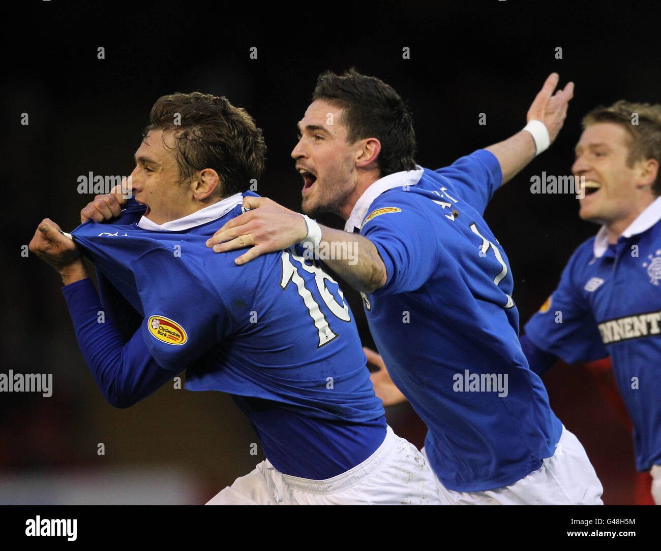 Ranger's Nikica Jelavic (right)celebrates with Kyle Lafferty after ...