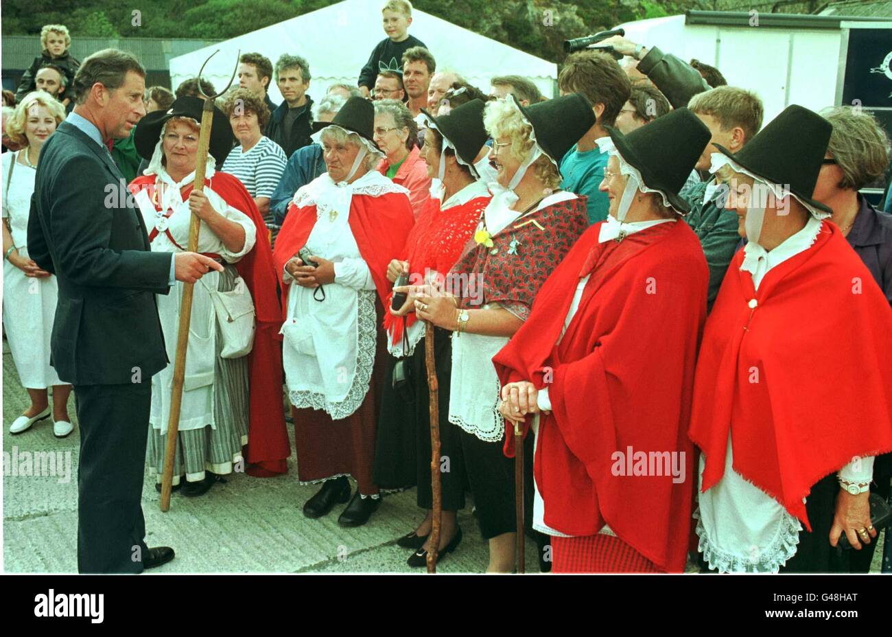 HRH The Prince of Wales talks with "Jemima Nicholas's Army" (real name ...