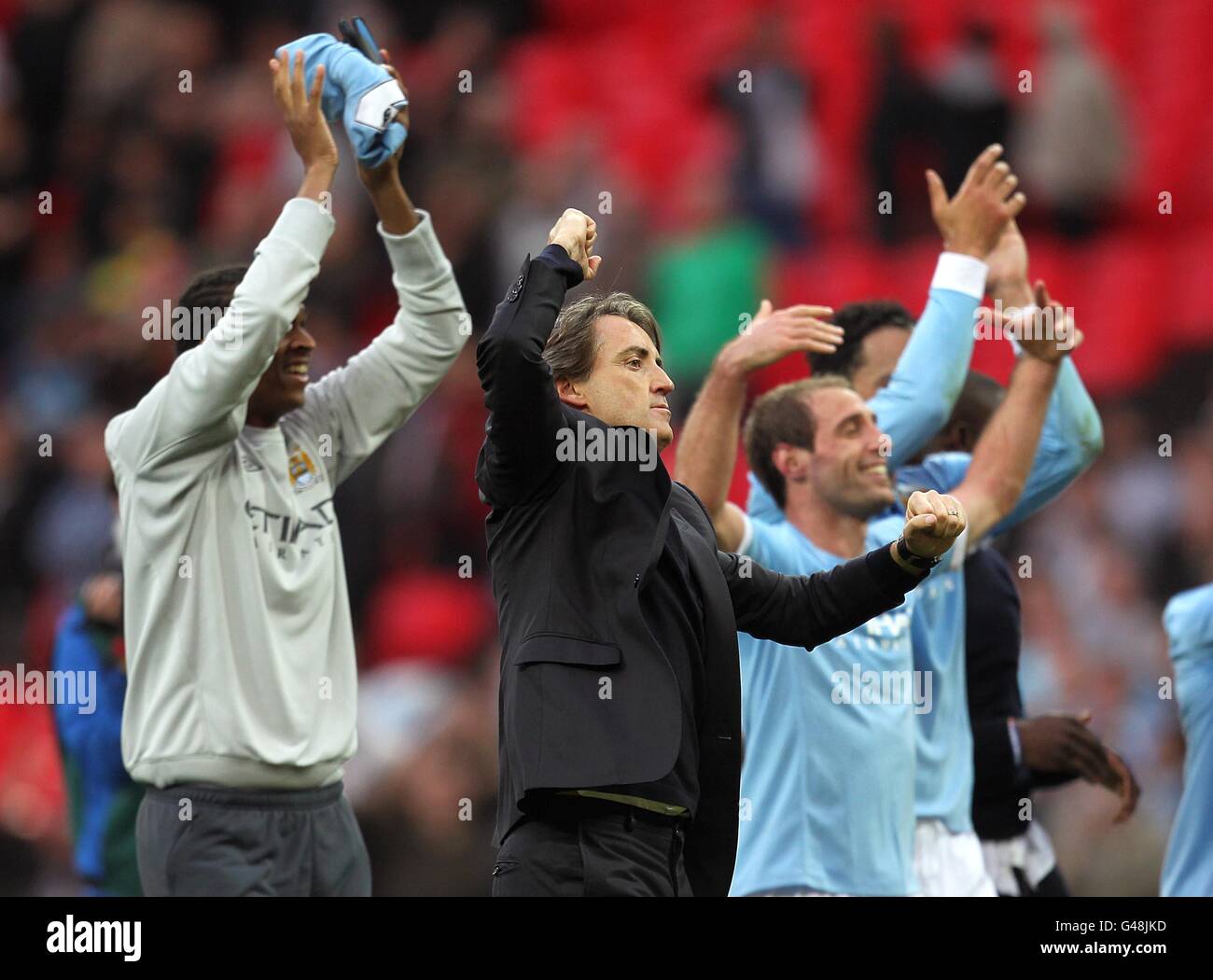Manchester City manager Roberto Mancini celebrates after the final ...