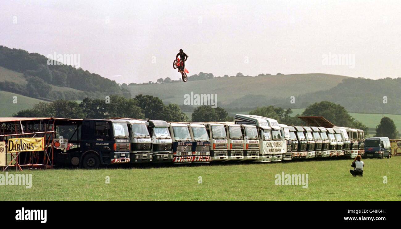 Five times World Champion stunt bike rider Chris Bromham during his ...