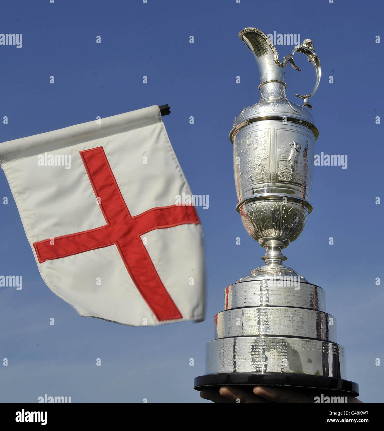The Open Golf Claret Jug during the Open Championship Media Day at ...