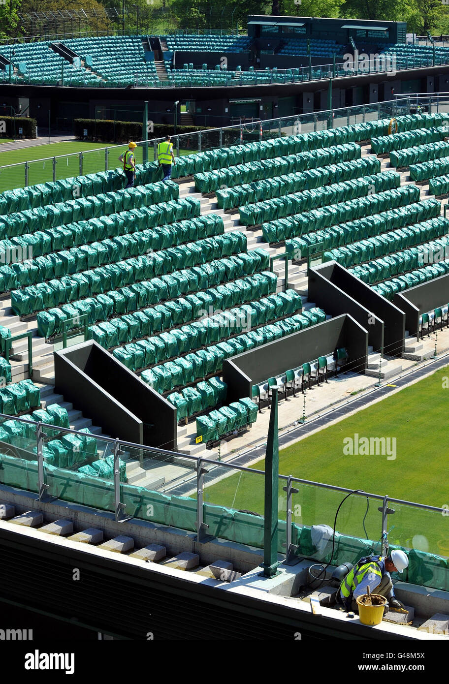 Work continues on the new number 3 court following a Pre-Wimbledon ...