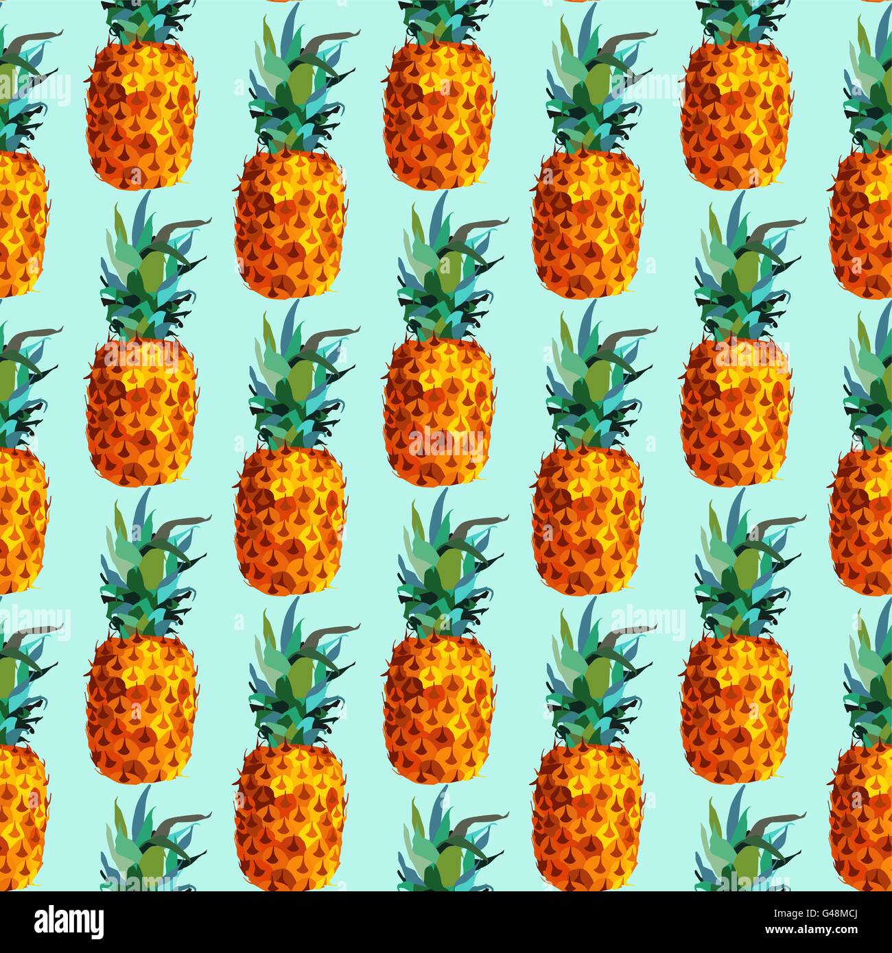 Modern summer seamless pattern; colorful pineapple fruit background in ...