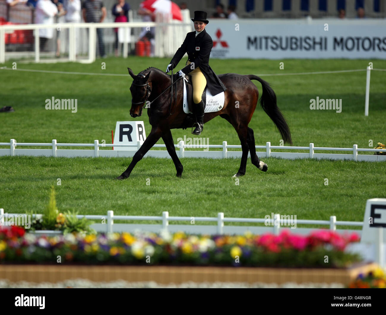 Great Britain's Alice Pearson riding Beau Bear competes in the dressage ...