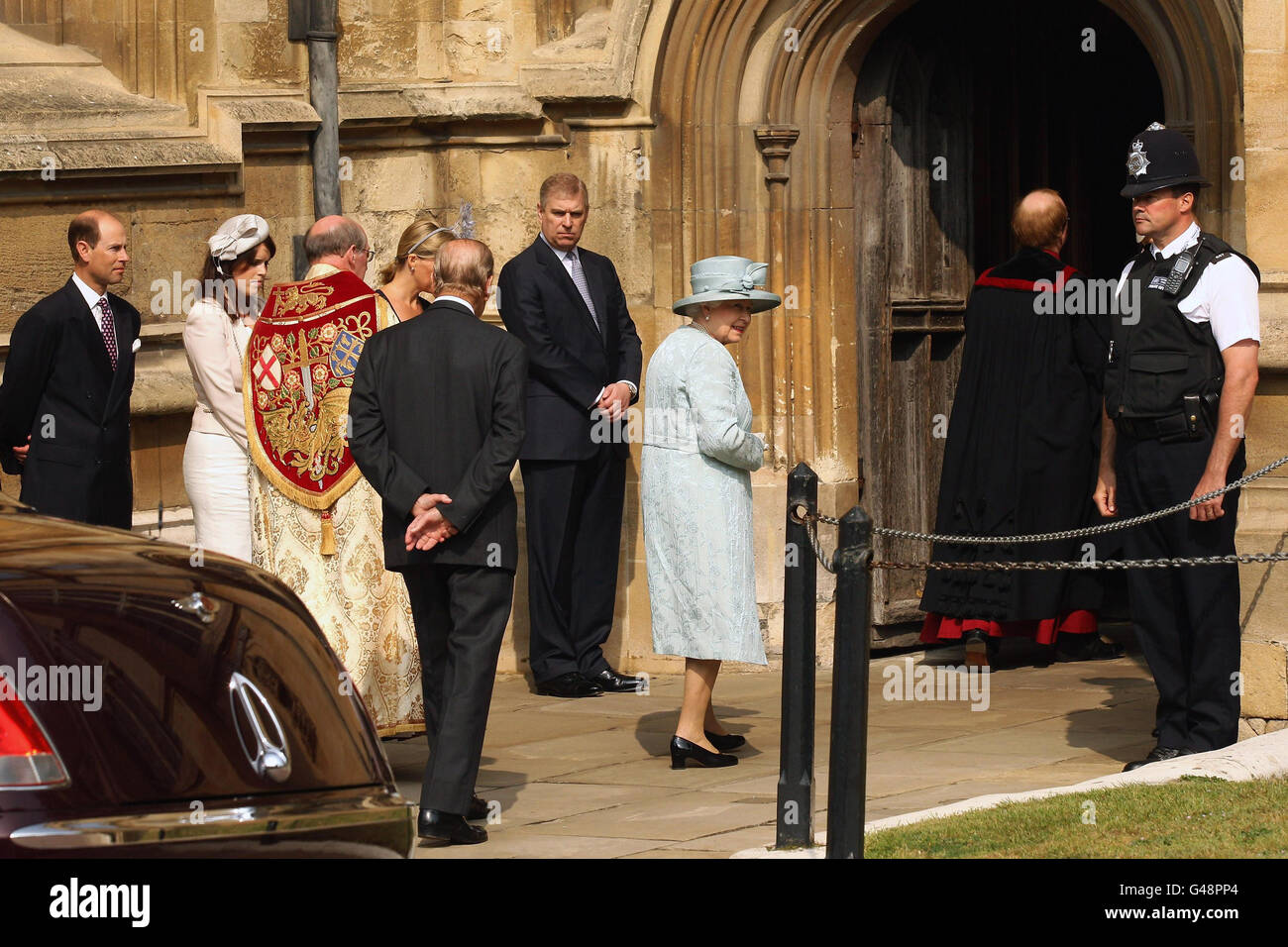 Queen Elizabeth II and the Duke of Edinburgh arrive for the Easter ...
