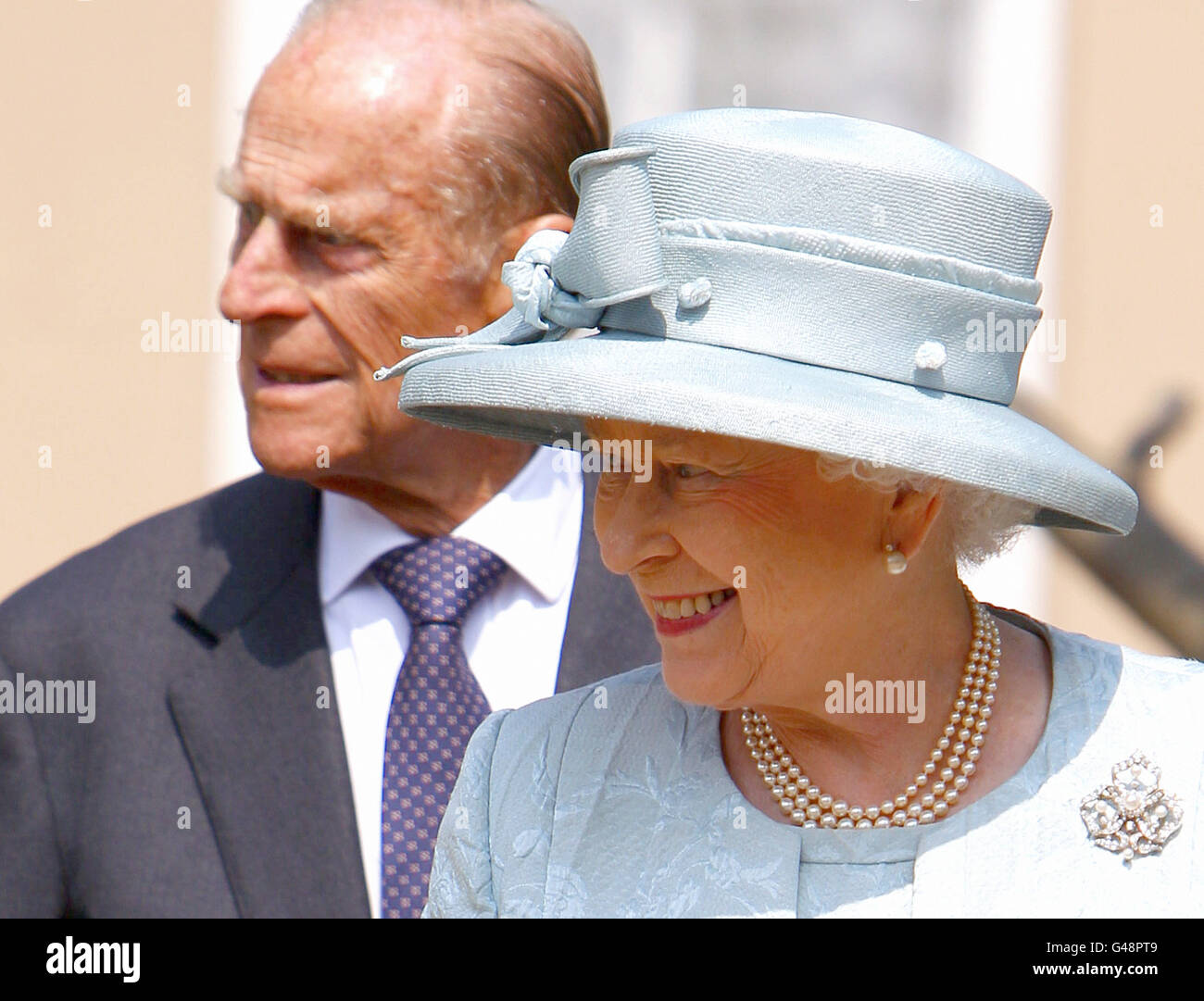 Queen Elizabeth II and the Duke of Edinburgh leave the Easter Matins ...