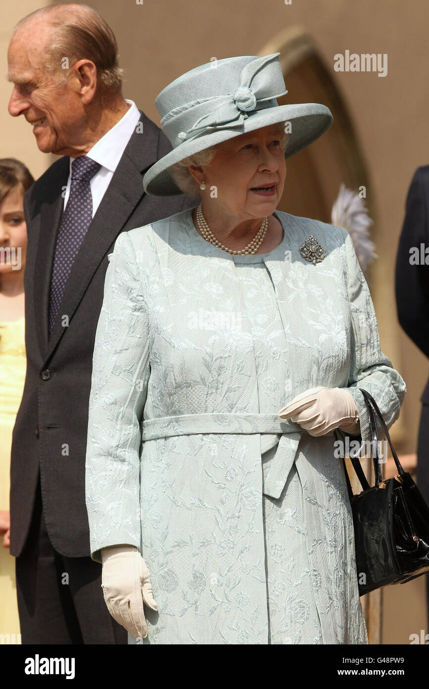 Queen Elizabeth II and the Duke of Edinburgh leave the Easter Matins ...