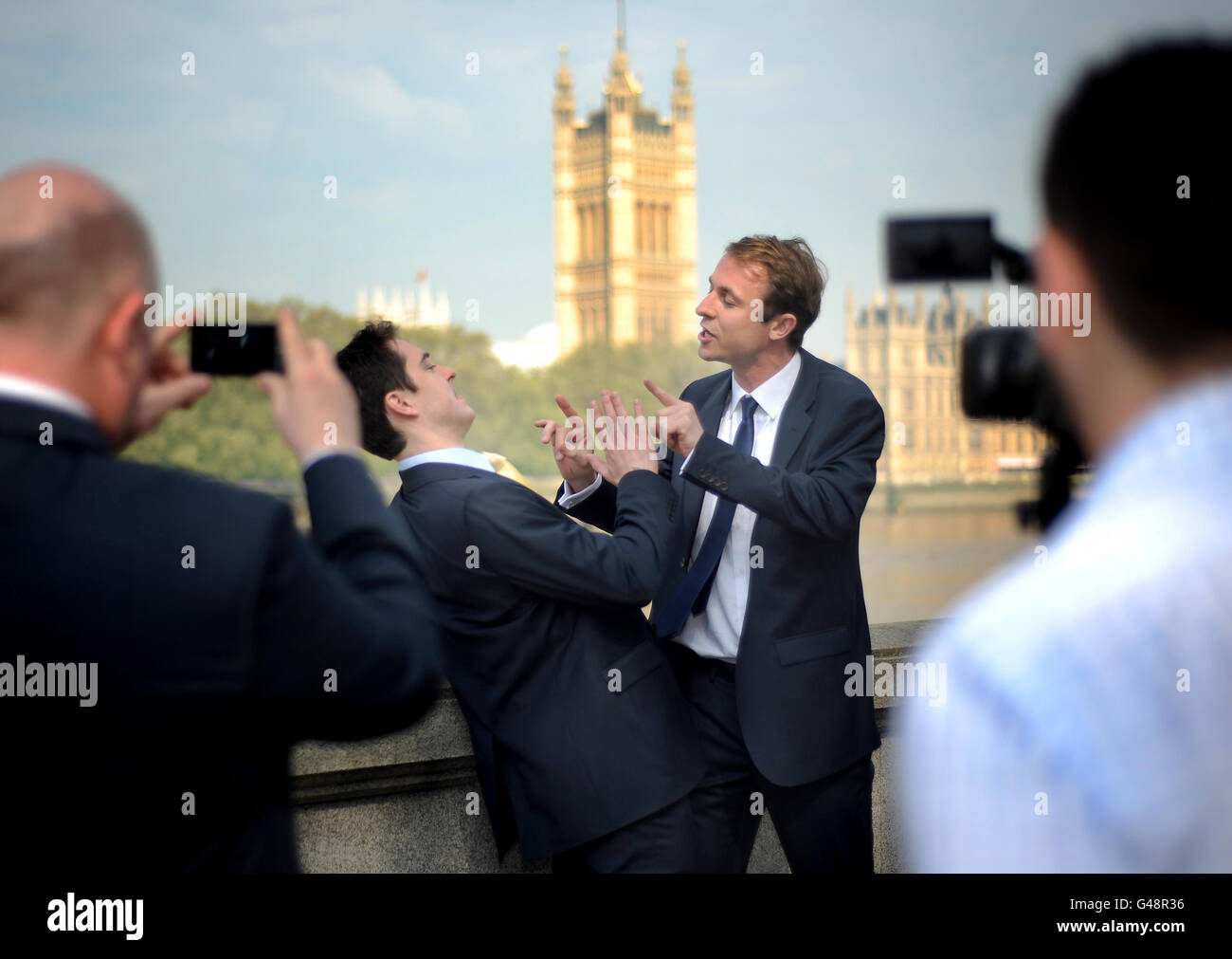 Clegg portrayed in hip hop musical Stock Photo - Alamy