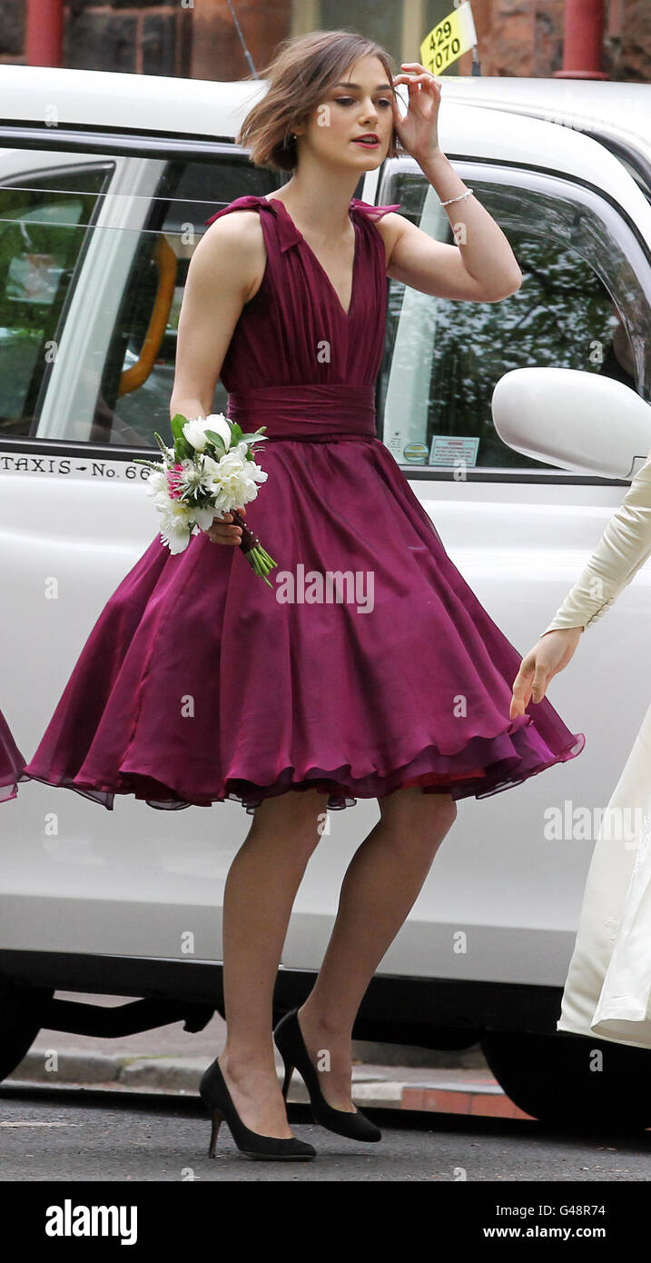 Bridesmaid Keira Knightley at Pollokshields Burgh Hall, Glasgow, after ...