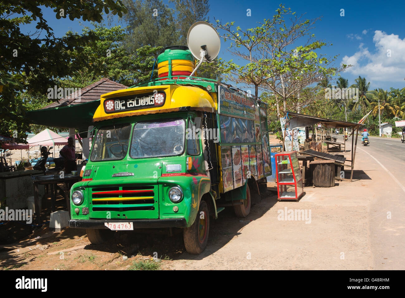 Sri Lanka, Weligama, old Morris lorry converted into Mobile seafood ...