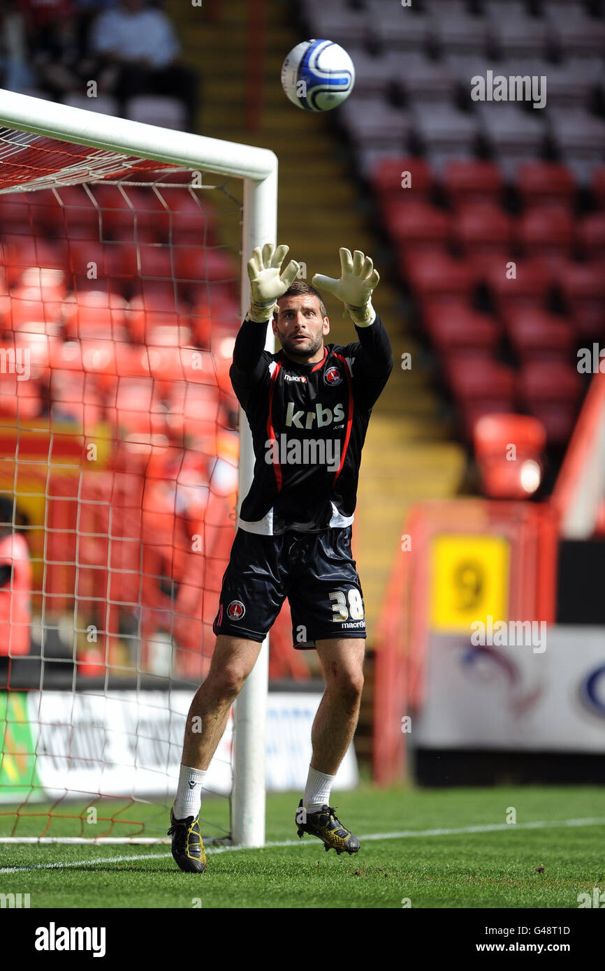 Charlton athletic goalkeeper john sullivan during the pre match warm up ...