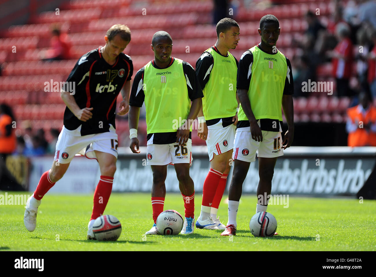 Charlton Athletic's Paul Benson (left), Callum Harriotts (2nd left ...