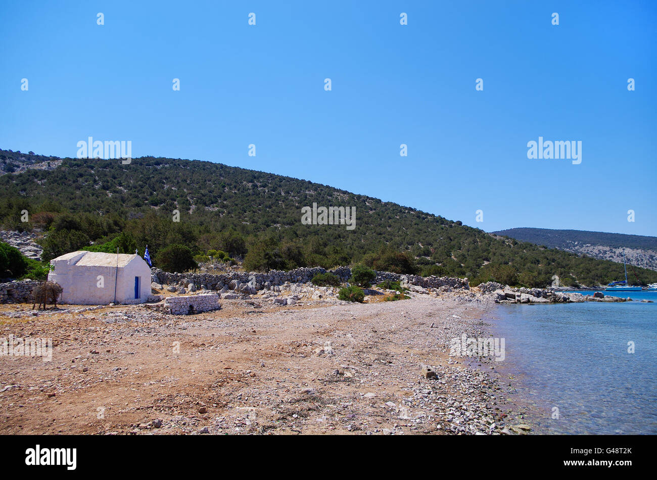 Small chapel in Dokos island, Greece Stock Photo - Alamy
