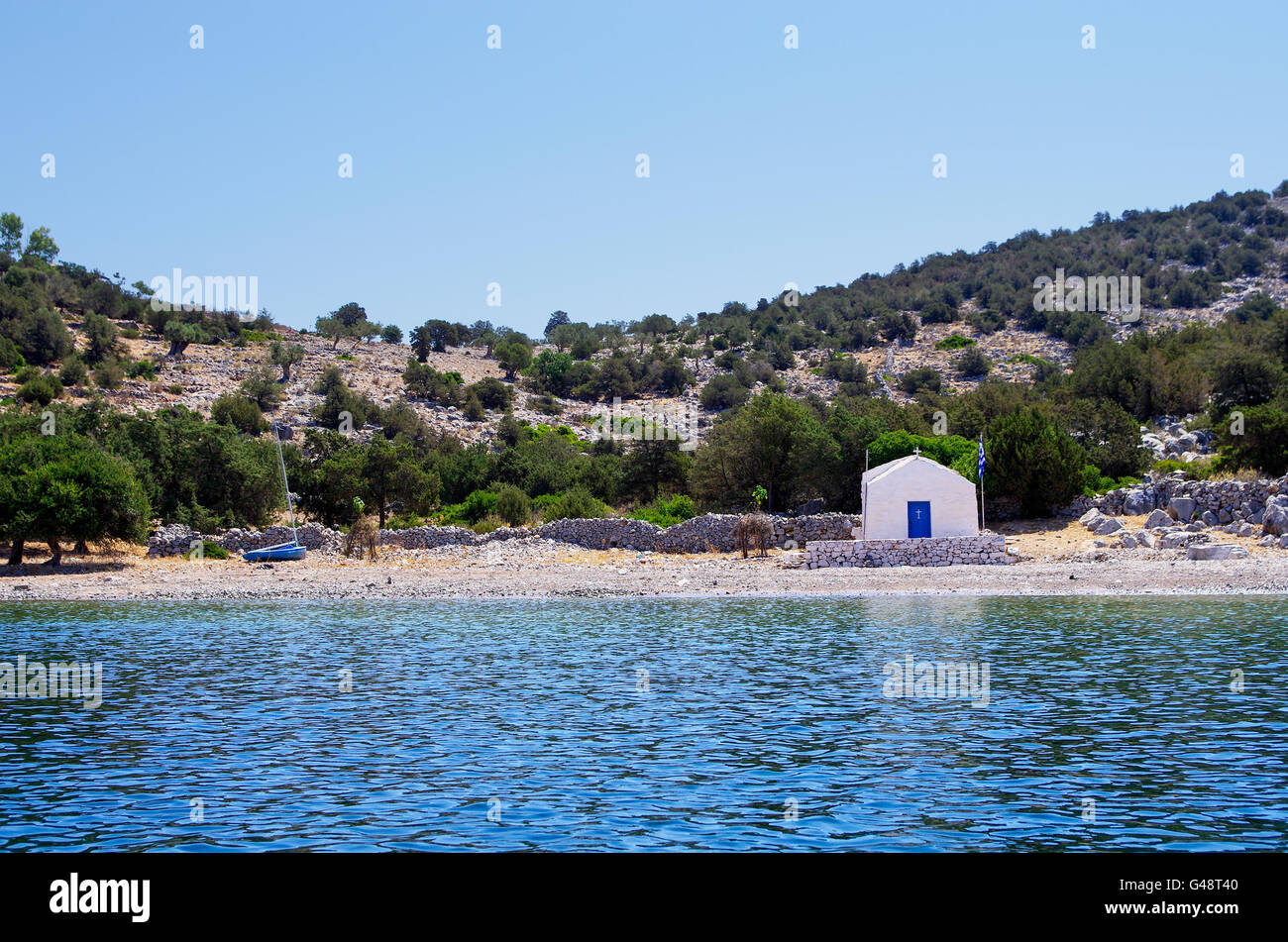 Small chapel in Dokos island, Greece Stock Photo - Alamy
