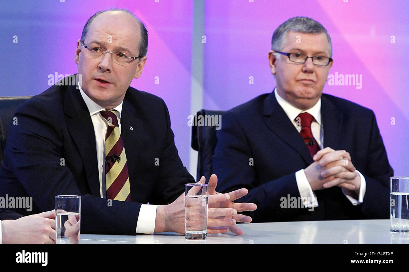 John Swinney SNP (left) and Andy Kerr Labour at the BBC studios in ...