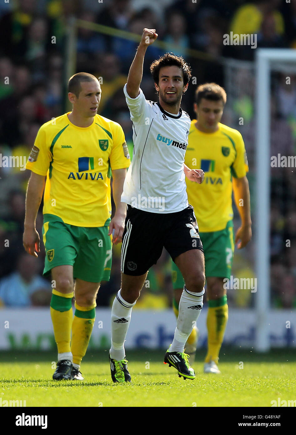 Derby County's Alberto Bueno celebrates scoring his side's second goal ...