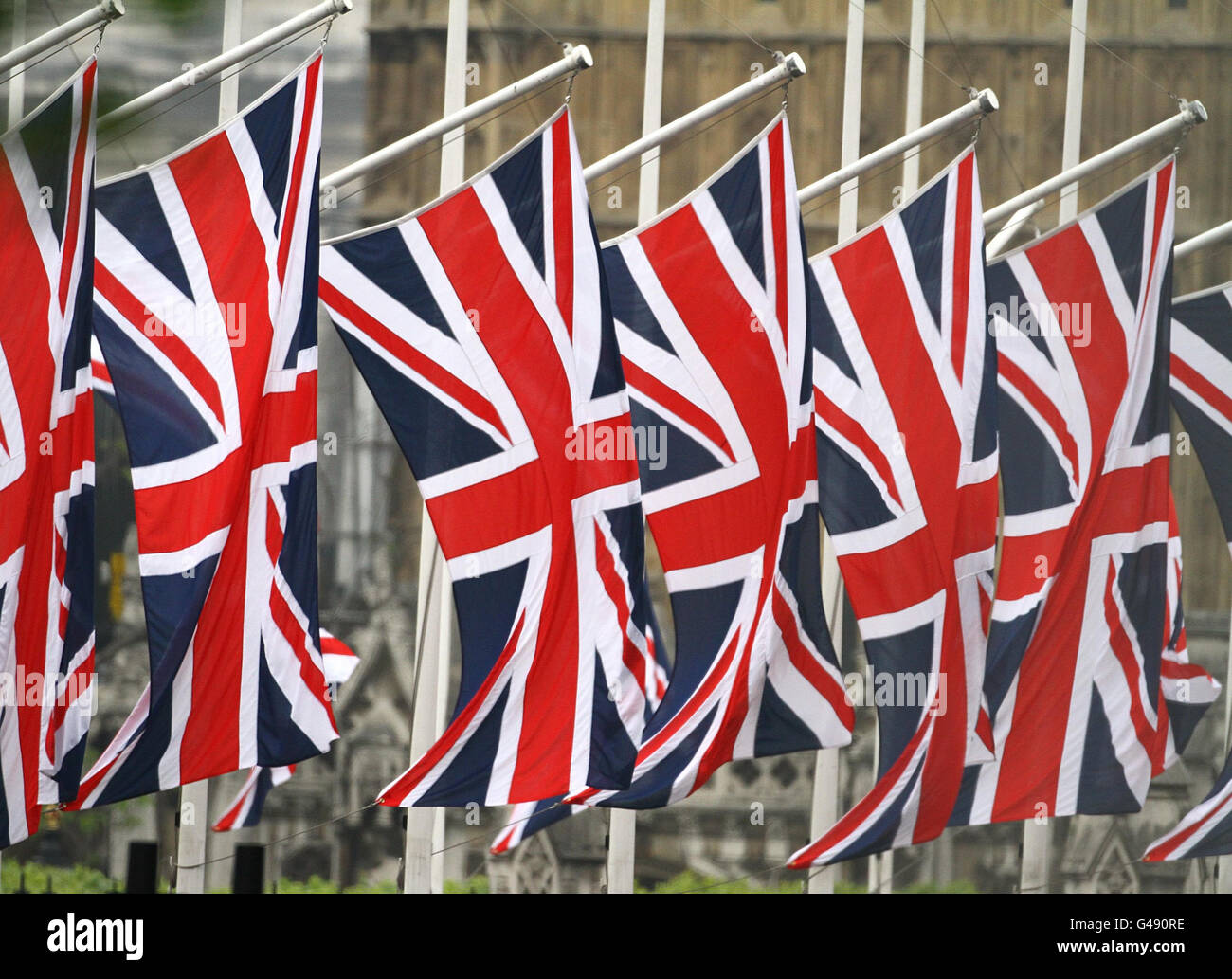 Flags fly outside Westminster Abbey prior to the wedding of Prince ...