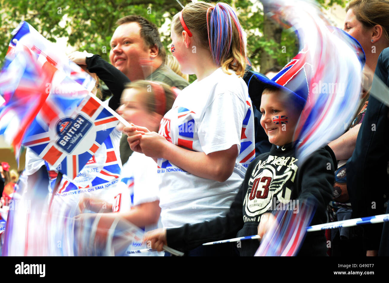 Children wave flags wait hi-res stock photography and images - Alamy