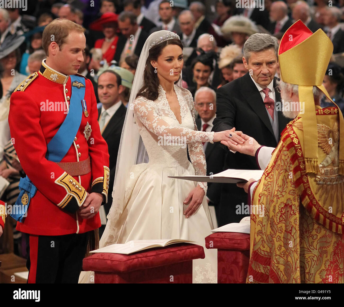 Prince William and Kate Middleton with her father Michael Middleton at ...