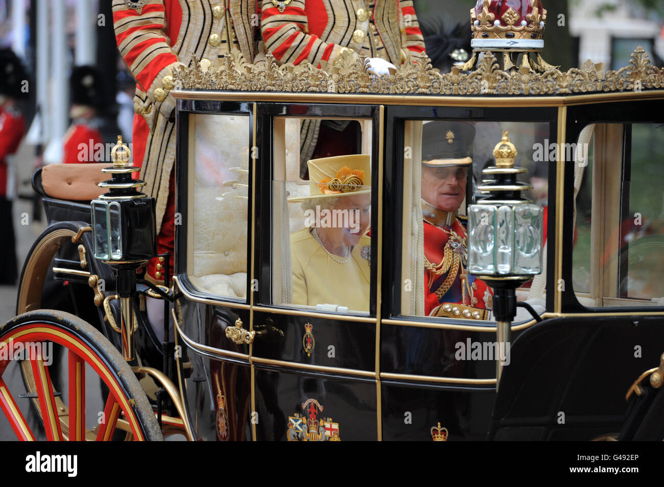 Queen Elizabeth II and the Duke of Edinburgh join the Royal procession ...