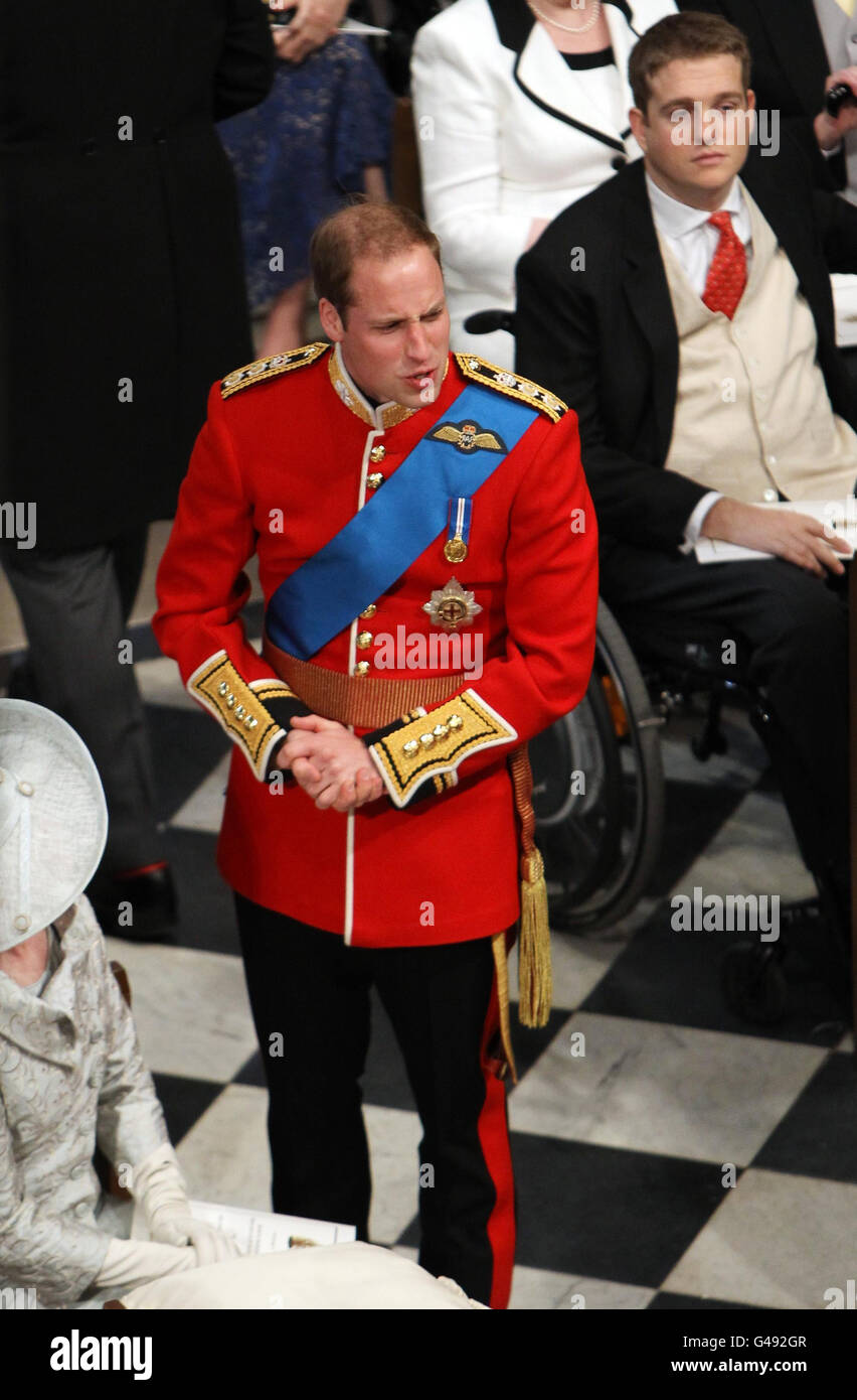 Prince William before his wedding ceremony in Westminster Abbey, London ...