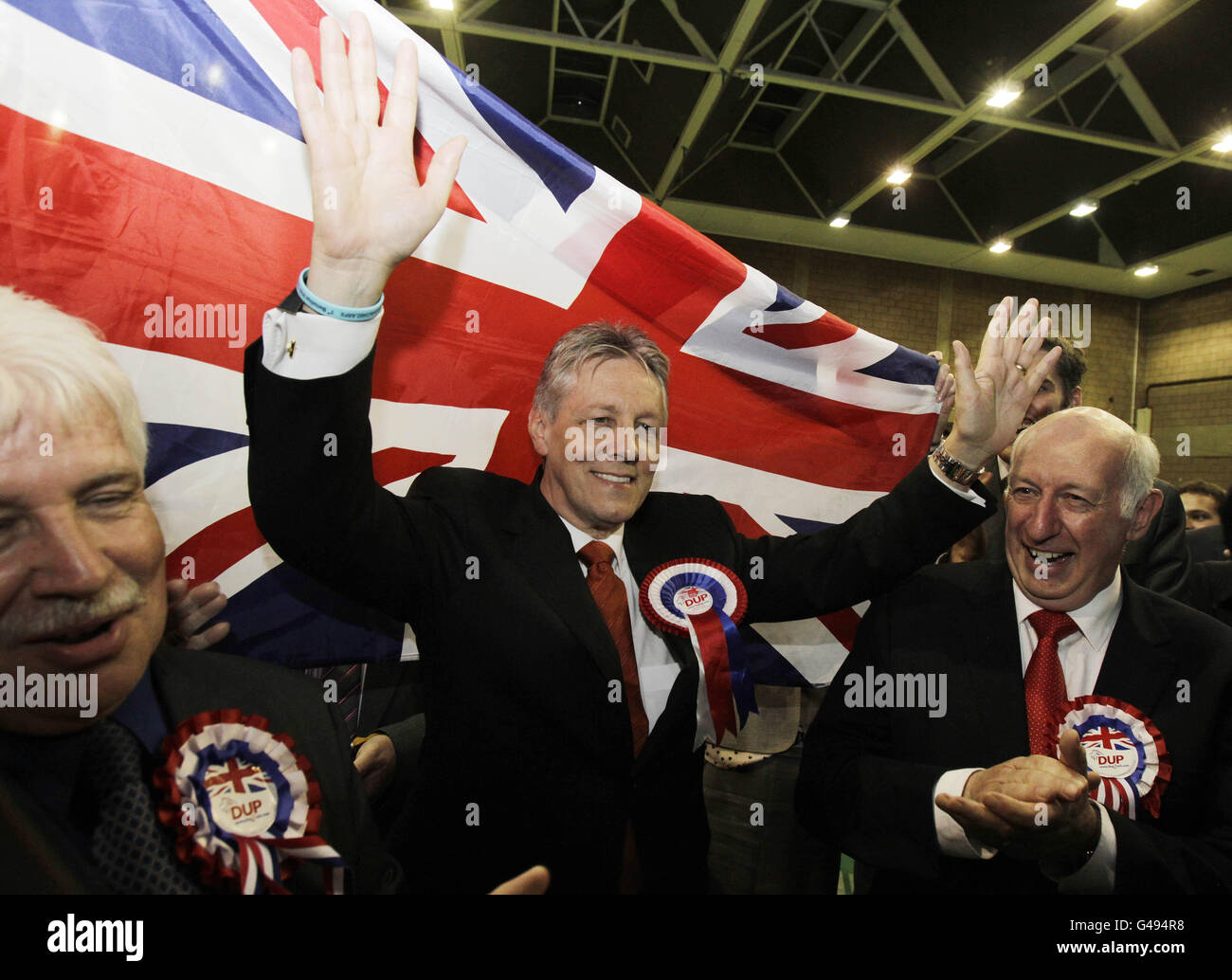 DUP leader Peter Robinson celebrates his poll topping election to East ...
