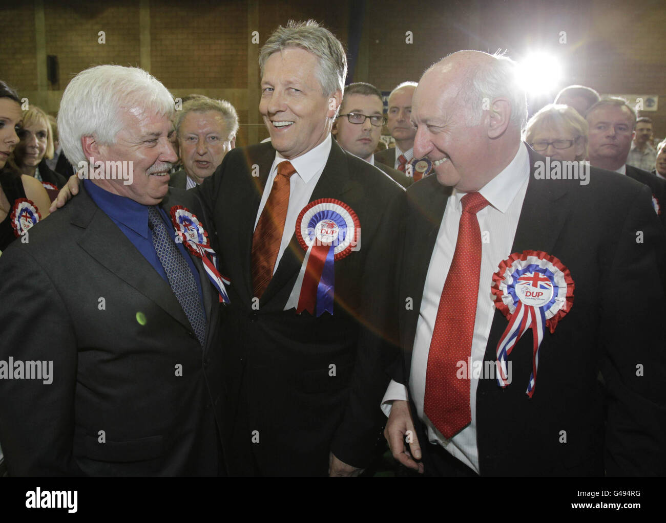 DUP leader Peter Robinson celebrates his poll topping election to East ...