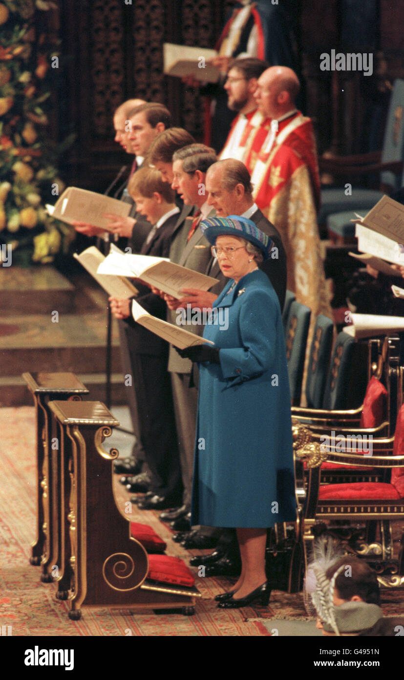 Queen elizabeth ii joins members of the royal family hi-res stock ...