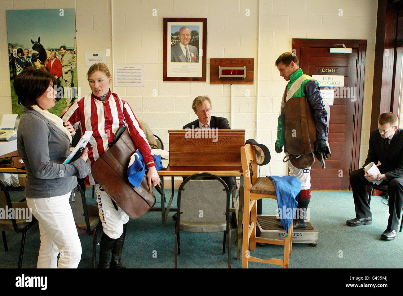 Jockey's Nina Carberry and Richard Johnson in the weigh room during the ...